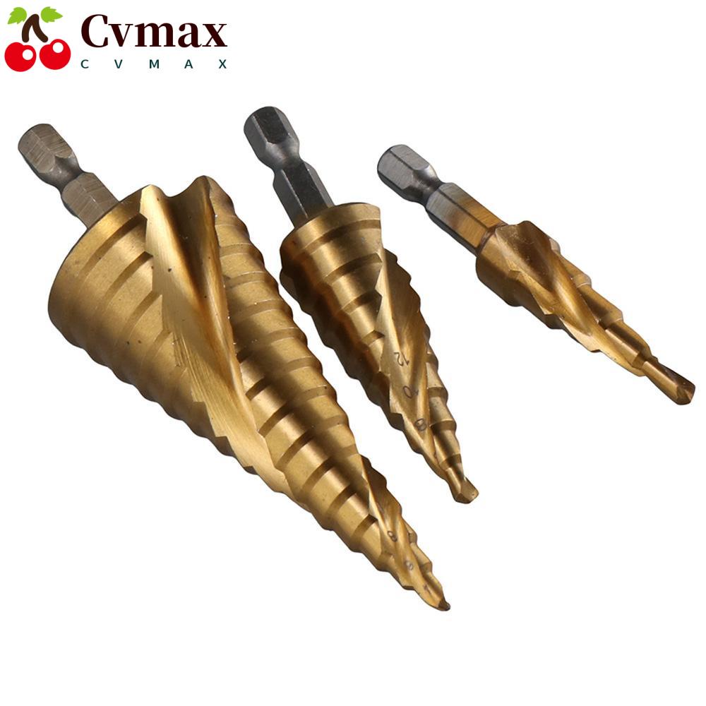 Cvmax ชุดดอกสว่านเจาะบันได เหล็ก ความเร็วสูง 4-32 มม. เคลือบไทเทเนียม สีทอง ทนทาน ก้านหกเหลี่ยม ...
