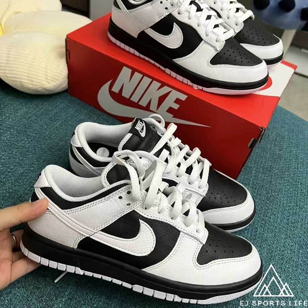 EJ SL Nike Dunk Low Reverse Panda White Black White Blue Couple Shoes ...