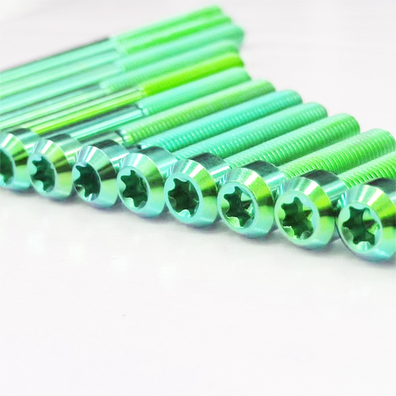 Gr5/tc4 สกรูหัวกระบอกไทเทเนียมอัลลอย สีเขียว M6 M8 สําหรับรถจักรยานยนต์ ...