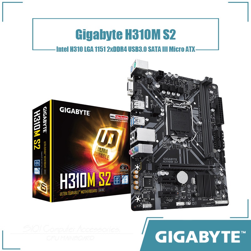 ใช้เมนบอร์ด Gigabyte H310M S2 Intel H310 LGA 1151 2xDDR4 2666MHz USB3.0 ...