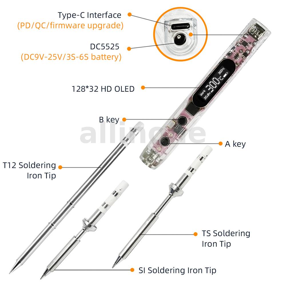 Allinone SEQUER SI012 Pro Max SI-B2 หัวแร้งบัดกรี OLED แบบพกพา พร้อมไฟ ...