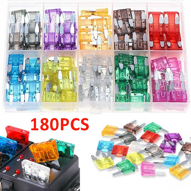 New 180pc Car Fuses 2-35A Mini Blade Fuses Set for Automotive Boat Truck SUV | Shopee Thailand