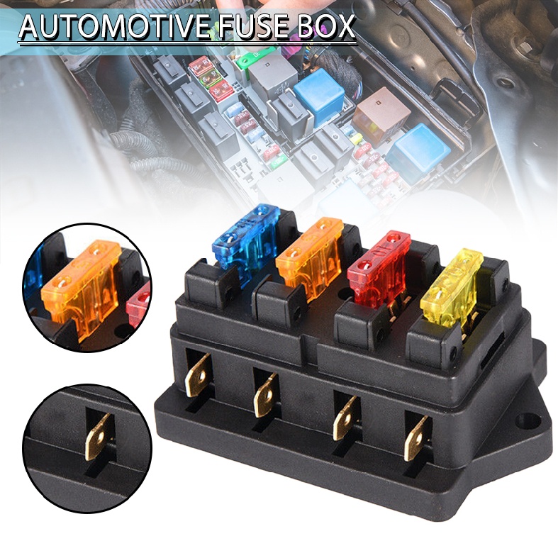 New Car 4 Way Circuit Standard ATO Blade Fuse Box Block Holder 12V/24V ...