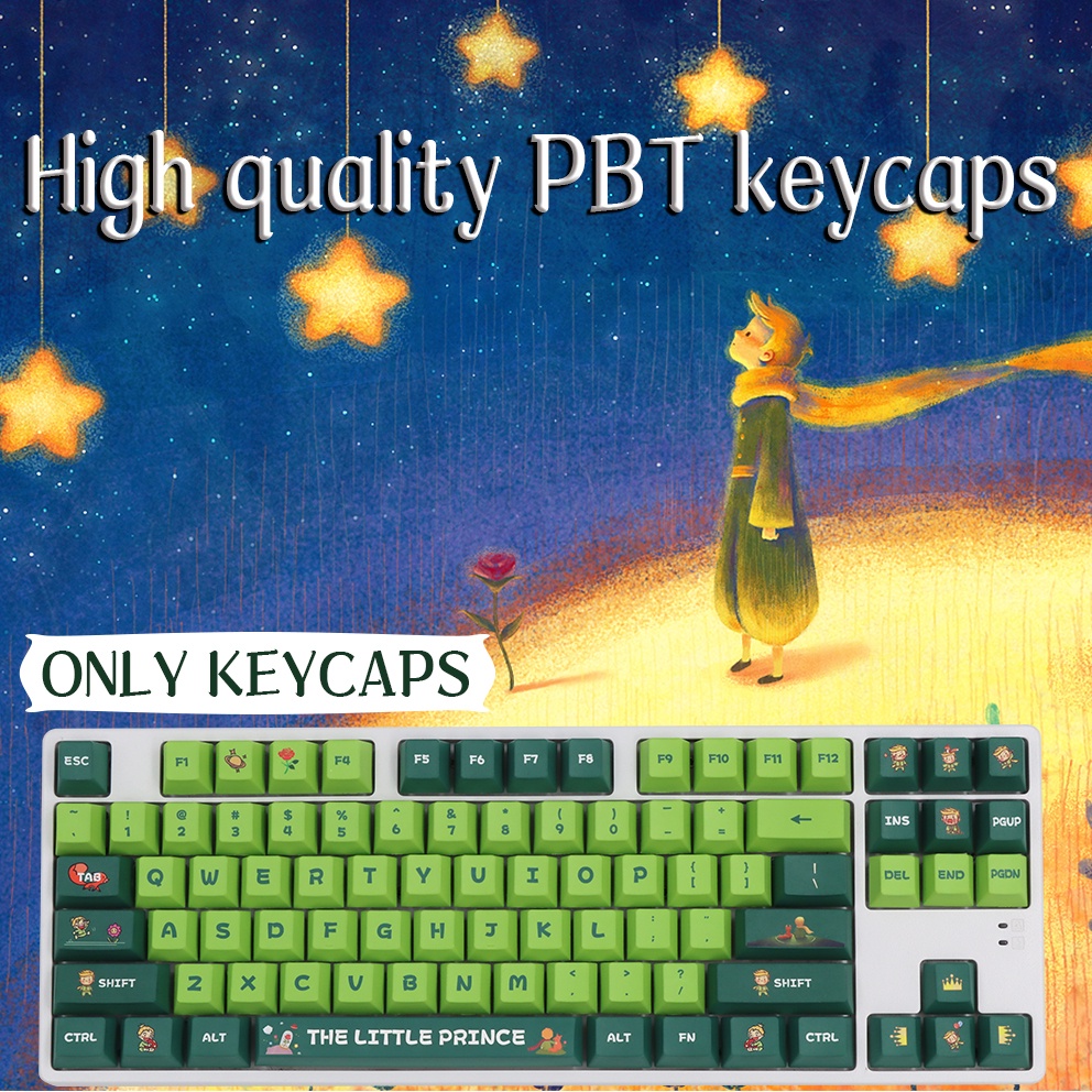 Prince Keycap ปุ่มกดคีย์บอร์ด PBT สีเขียวเข้ม สําหรับ MK61 MK66 MK68 ...