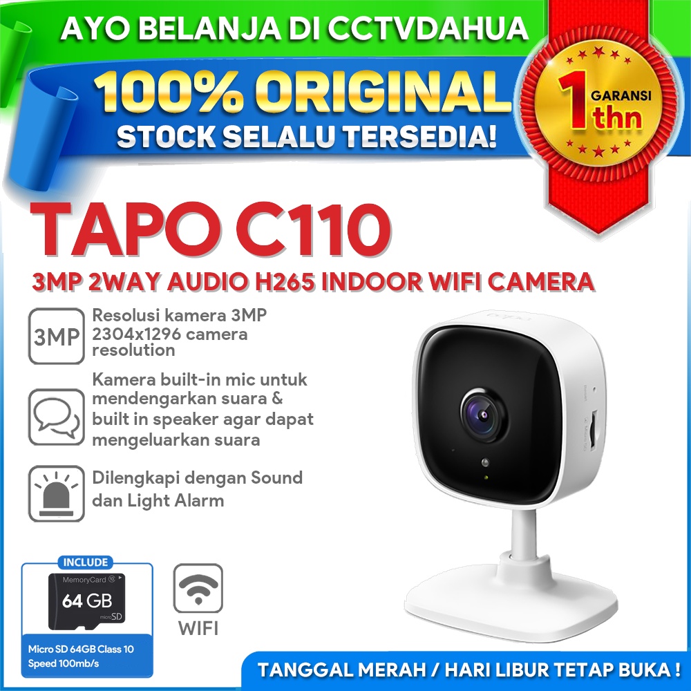Tp-link TAPO C110 3MP 2WAY AUDIO H265 กล้อง WIFI ภายในอาคาร รับประกัน ...