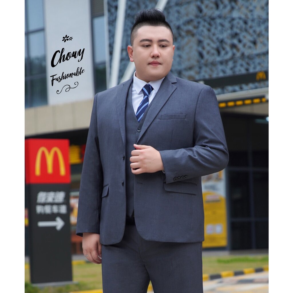 ชุดสูทผู้ชาย 3XL-10XL รอบอก 44-60 นิ้ว เสื้อสูทไซส์ใหญ่ สูทผู้ชายไซส์ใหญ่ กางเกงขายาว เอว 40-50 ...