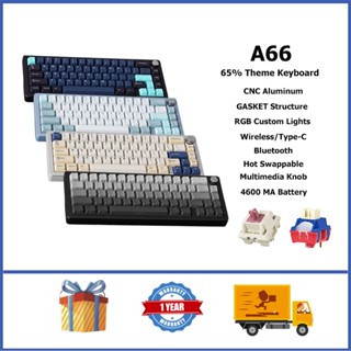 Xinmeng A66 คีย์บอร์ดเมคคานิคอลไร้สาย อะลูมิเนียม 65% RGB พร้อมลูกบิด ...