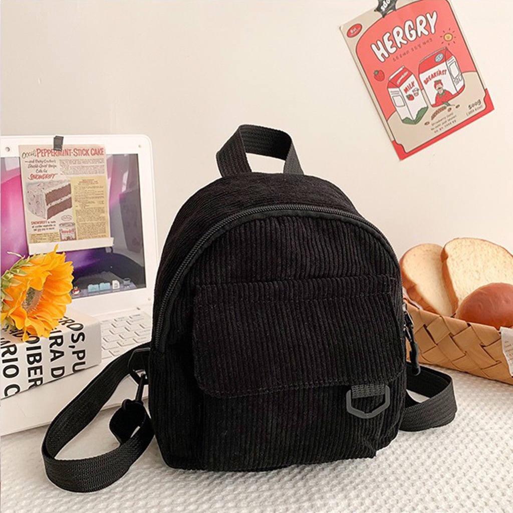 Lenira (B1923) กระเป๋าเป้สะพายหลังใบเล็กผ้าลูกฟูกใบเล็ก | Shopee Thailand