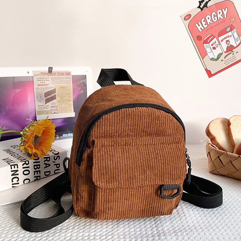 Lenira (B1923) กระเป๋าเป้สะพายหลังใบเล็กผ้าลูกฟูกใบเล็ก | Shopee Thailand