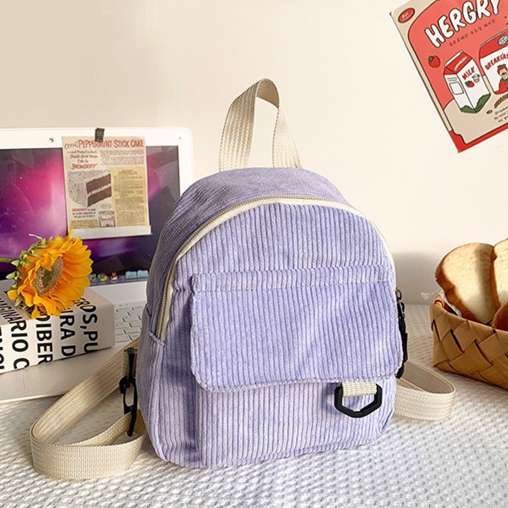 Lenira (B1923) กระเป๋าเป้สะพายหลังใบเล็กผ้าลูกฟูกใบเล็ก | Shopee Thailand