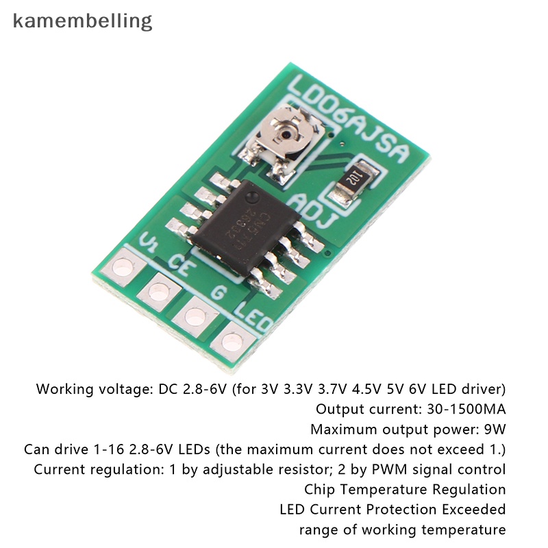 Kamembelling บอร์ดโมดูลควบคุม DC 3.3V 3.7V 5V LED Driver 30-1500MA ปรับ ...