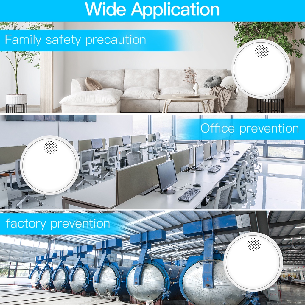 Moes ZigBee เครื่องตรวจจับควันไฟ ไซเรน ไร้สาย 85dB เซนเซอร์เตือนภัย ...