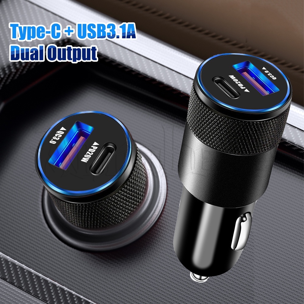 Car Mounted Type-C USB 3.1A Dual Output Fast Charger / 38W Dual Ports ...