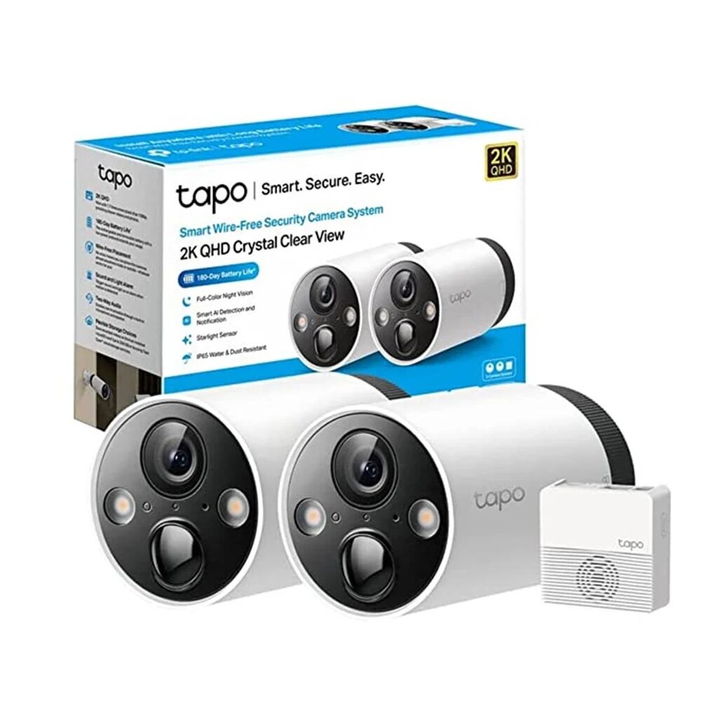 TP-LINK TAPO C420S2 2K QHD 4MP Smart Wire-Free Security 2 Camera System ...
