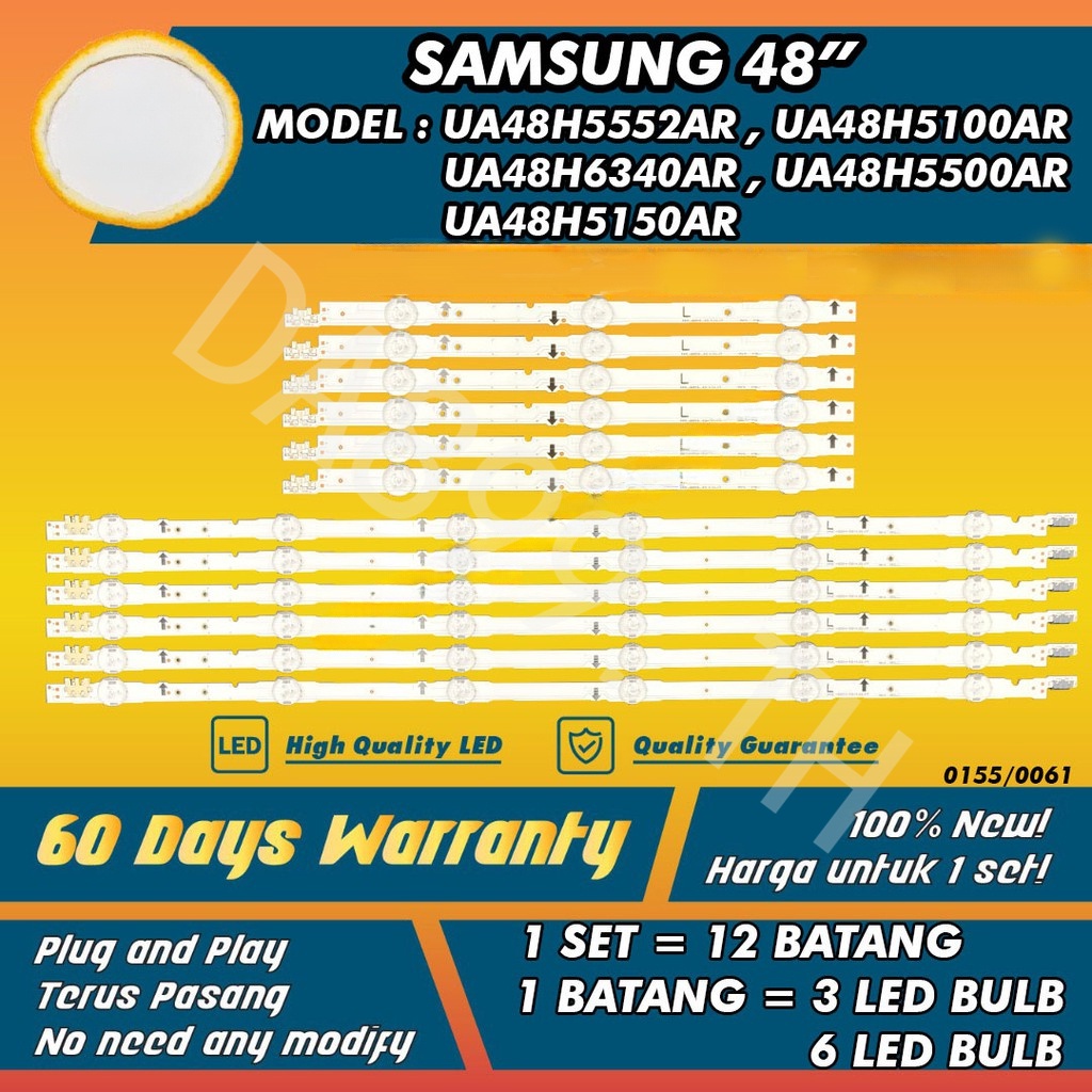 แถบไฟแบ็คไลท์ทีวี LED UA48H5552AR UA48H5100AR UA48H6340AR UA48H5500AR ...