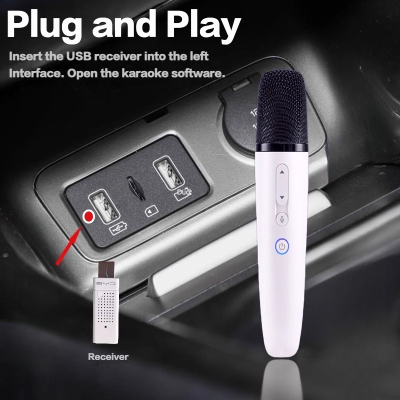 BYD DILINK ไมโครโฟนคาราโอเกะไร้สายสำหรับ Dolphin/Seal/ATTO 3/TANG/เพลง/Qin/Han 2022-2024 รุ่น ...