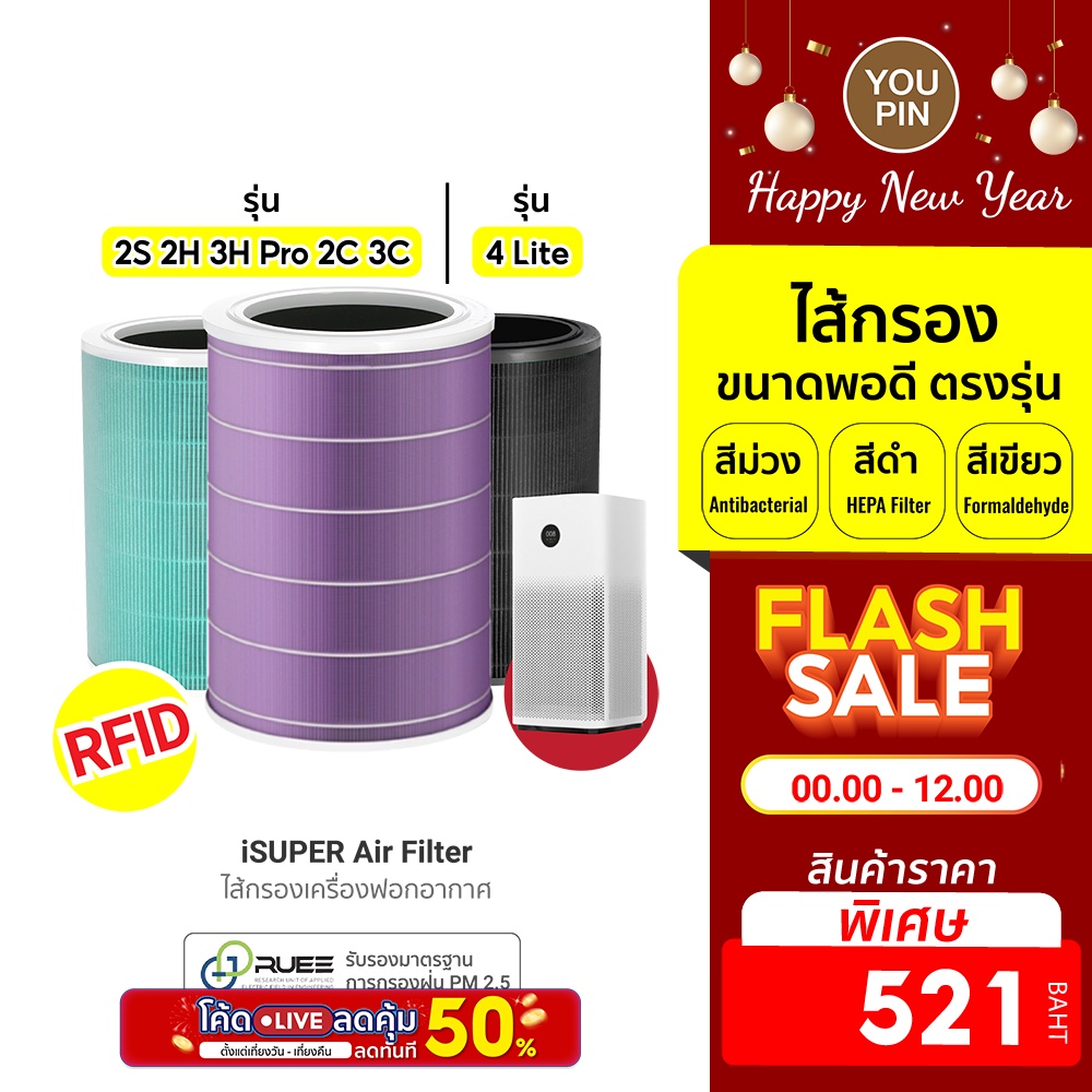 [521 ดูโค้ดรูป 2] iSUPER ไส้กรอง RFID สำหรับ Air Purifier Filter 2S 2H ...
