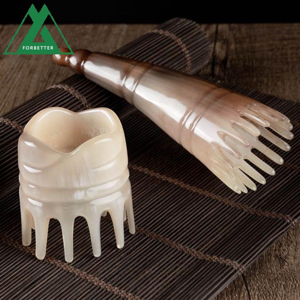 Forbetter หวีนวดฮอร์น Ox, หวีแชมพู Meridian Scraping แปรงนวดหนังศีรษะ ...