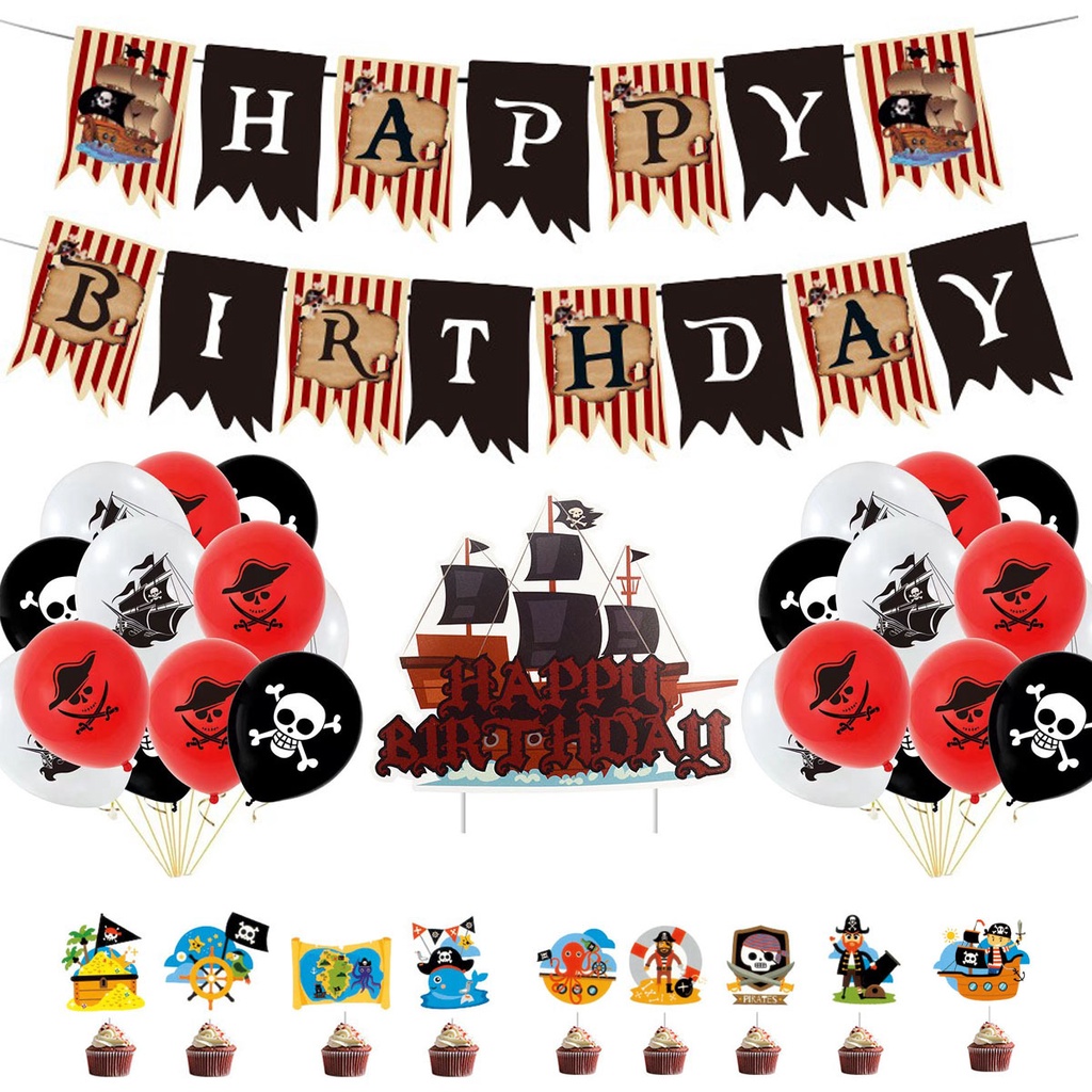 New pirate theme birthday flag-raising party decoration kit supplies ...