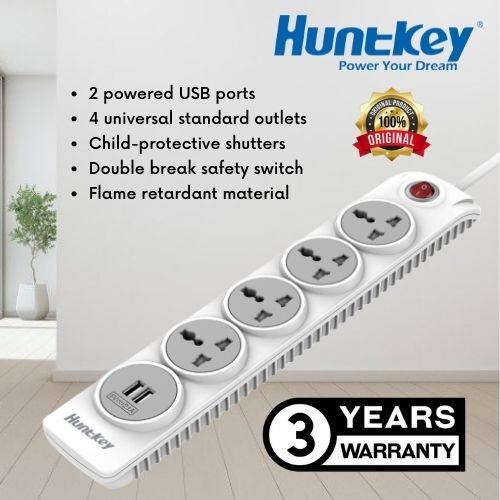 Huntkey SZN507 4 ซ ็ อกเก ็ ตพร ้ อมพอร ์ ต USB 2 พอร ์ ตป ้ องกันการโอเวอร ์ โหลดตัวป ้ องกันไฟ ...