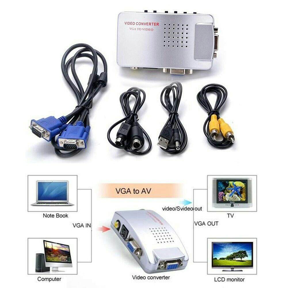 VGA to AV Box PC TO TV Converter | Shopee Thailand