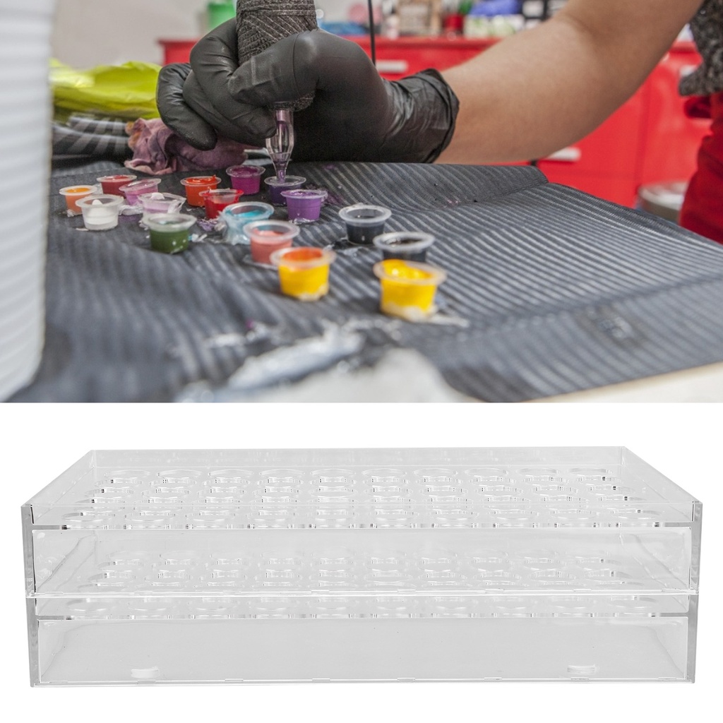 DAZA Tattoo Ink Rack โปร่งใสหนา PC 50 หลุม 1.2in Hole Easy Storage ผู้ ...