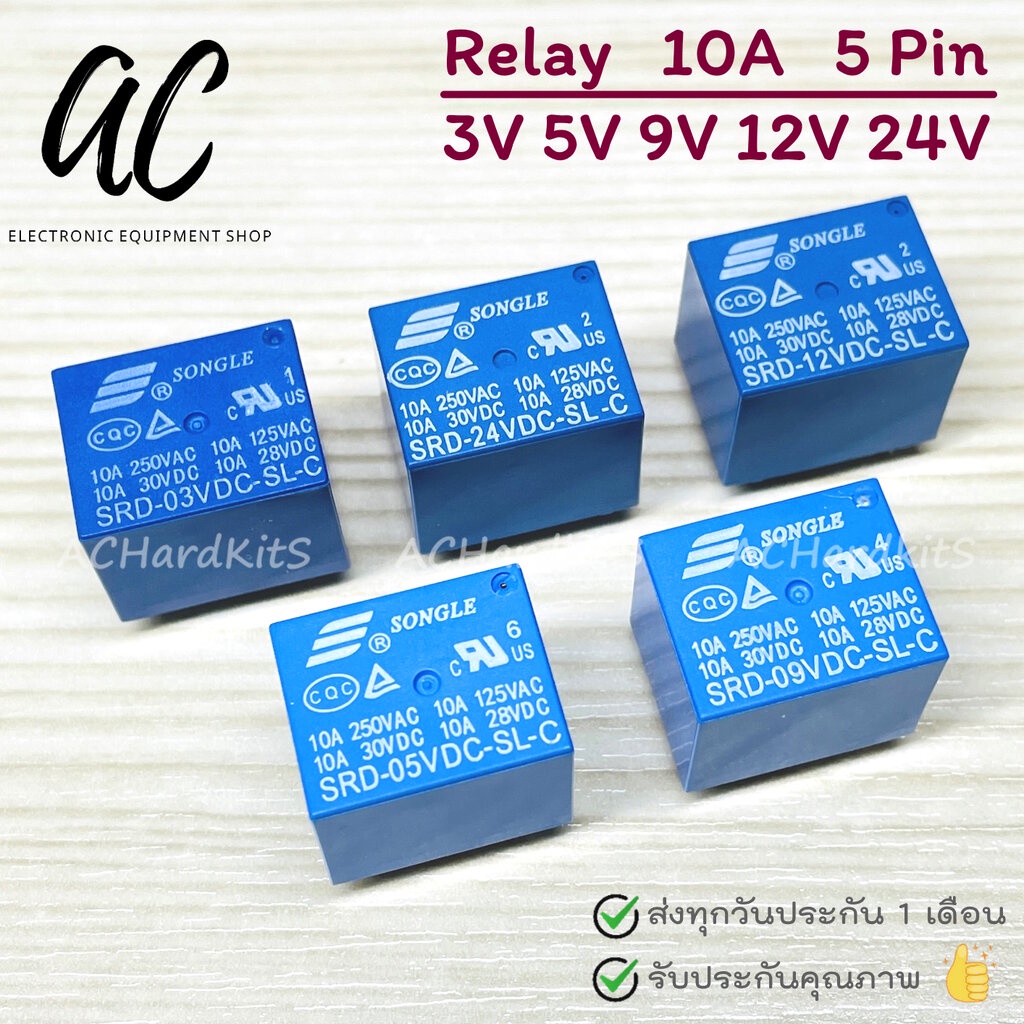 Relay 3V 5V 9V 12V 24V รีเลย์ 12 โวลต์ 250V 10A | Shopee Thailand