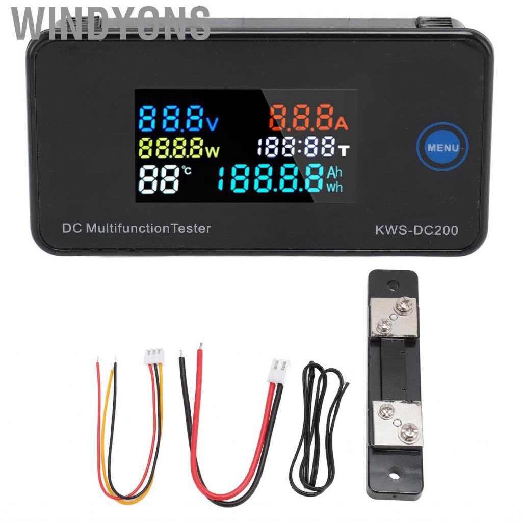 Windyons DC Digital Voltmeter Ammeter DC200 50A LCD Color Display 7 in ...