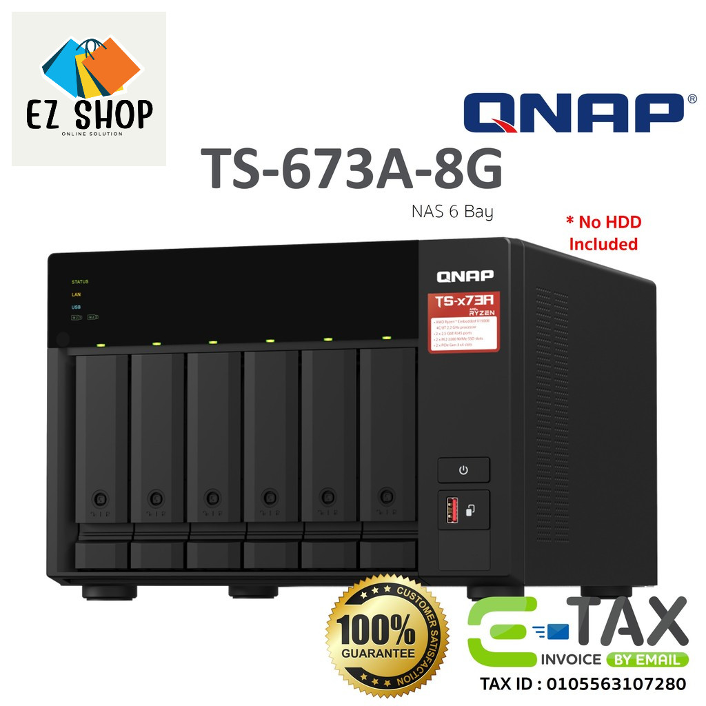 QNAP TS-673A-8G NAS อุปกรณ์เก็บข้อมูลบนเครือข่าย (AMD Ryzen V1500B, HDD ...