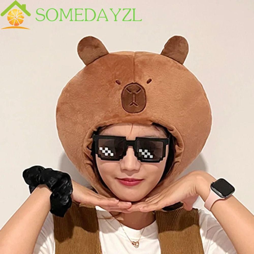 Somedayzl Capybara Plush Cap, Cute Plush Capybara Headdress, Neck ...