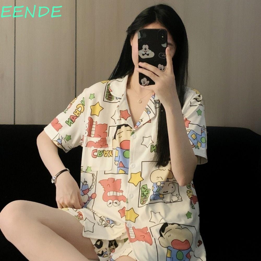 Eende ชุดนอนสตรี, ผ้าไหมน้ําแข็งฤดูร้อน Crayon Shin-chan ชุดนอน, Kawaii ...