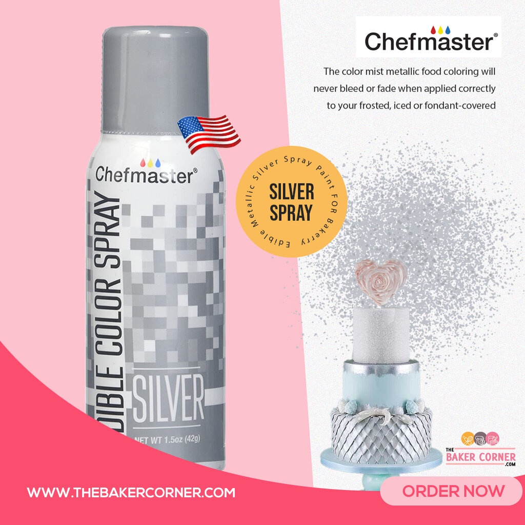 สีสเปรย์ สีเงิน / Chefmaster SILVER Edible Spray Paint 1.5oz (3632 ...