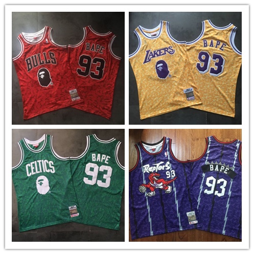 เสื้อบาสปักลายแน่น เลขที่. 93 Bape เสื้อบาสเก็ตบอล Joint Retro jersey ...