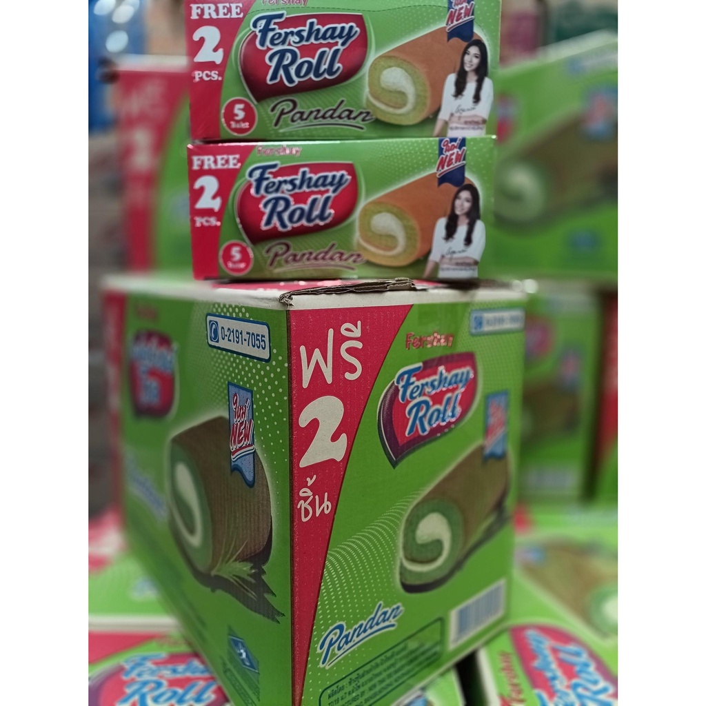 Fershay เฟอร์เชย์ เค้กโรลกลิ่นใบเตยสอดไส้ครีม 240กรัม*12กล่อง (ยกลัง ...