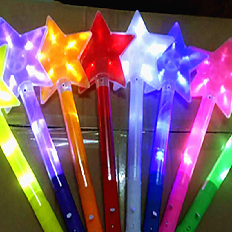[San] Pentagram Star Glitter Stick Luminous Flat Star Light Stick ...