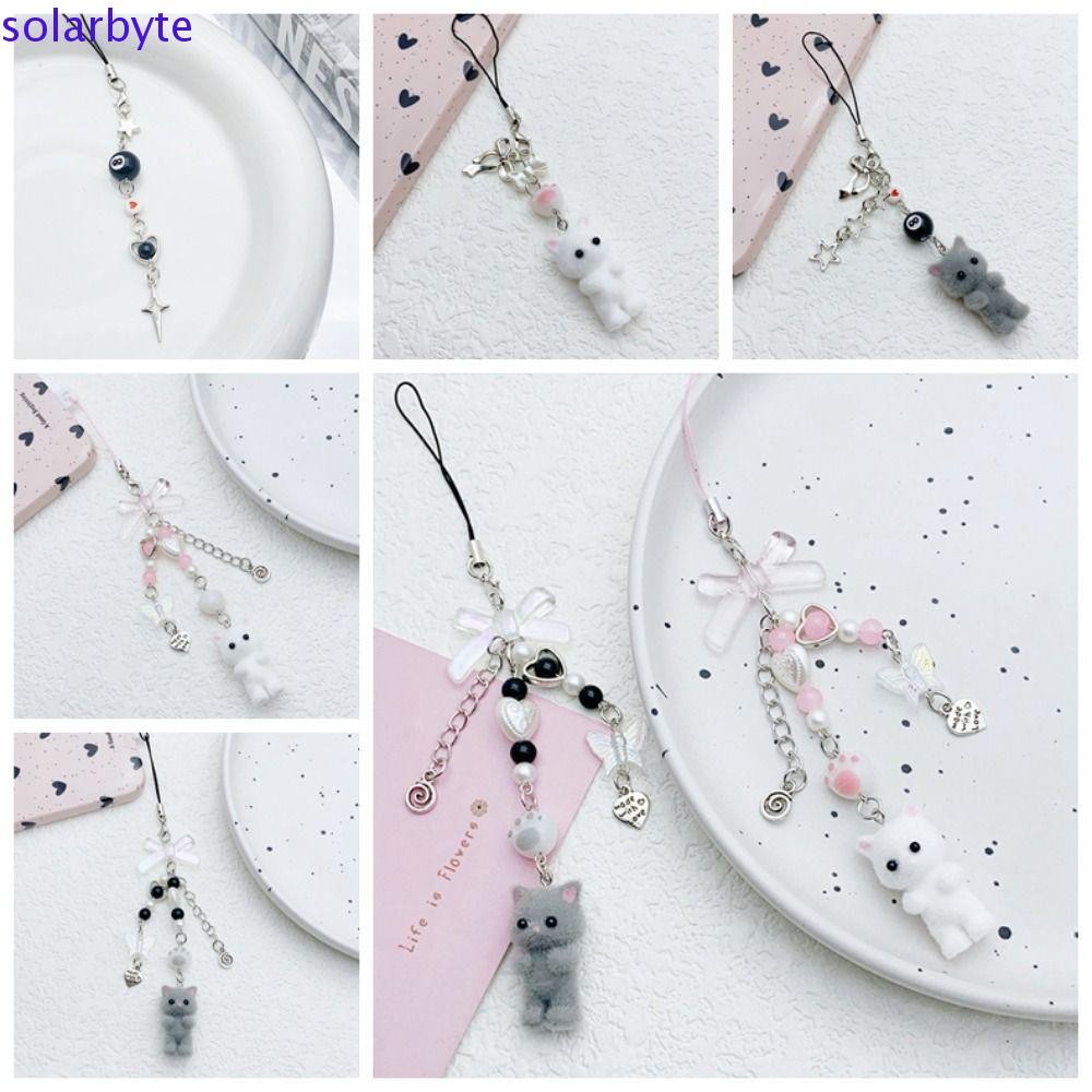 Solarbyte Flocking Cat Phone Lanyard,Flocking Phone Strap 3Dลูกแมวโซ่โทรศัพท์มือถือ,ลูกแมวKey ...