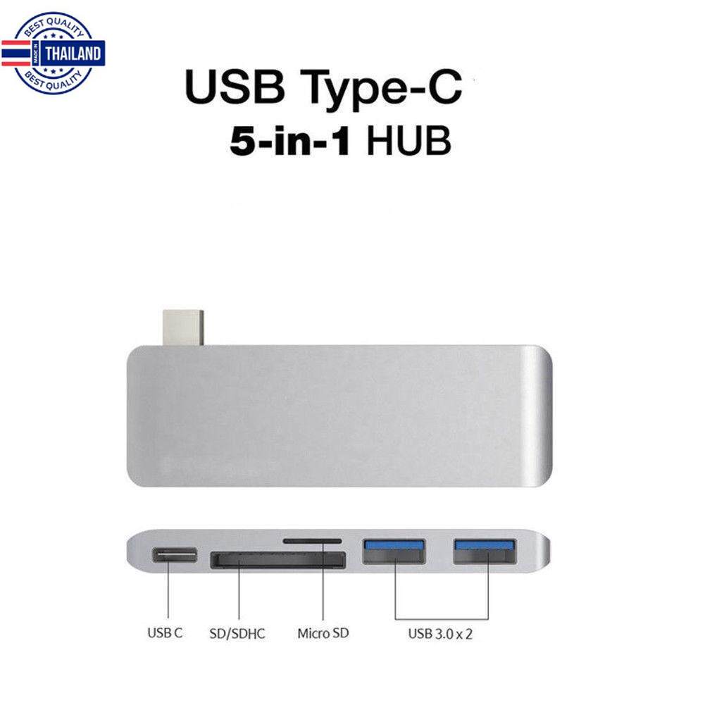 Type-C Adapter 5in1 USB C Hub 3.0 Charging Data Sync Card Reader For ...