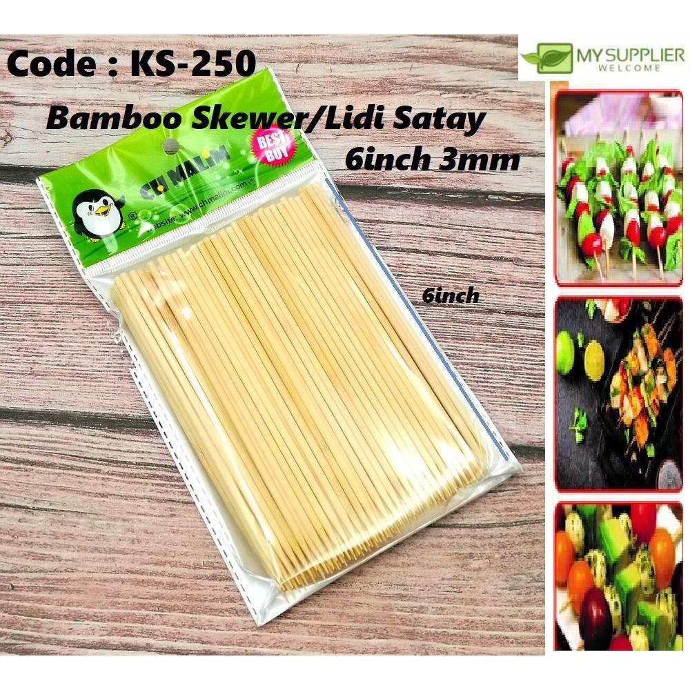 Ks-250 แท่งสะเต๊ะ 6 นิ้ว 130 กรัม 3 มม. 15 ซม. 150 ชิ้น | Shopee Thailand