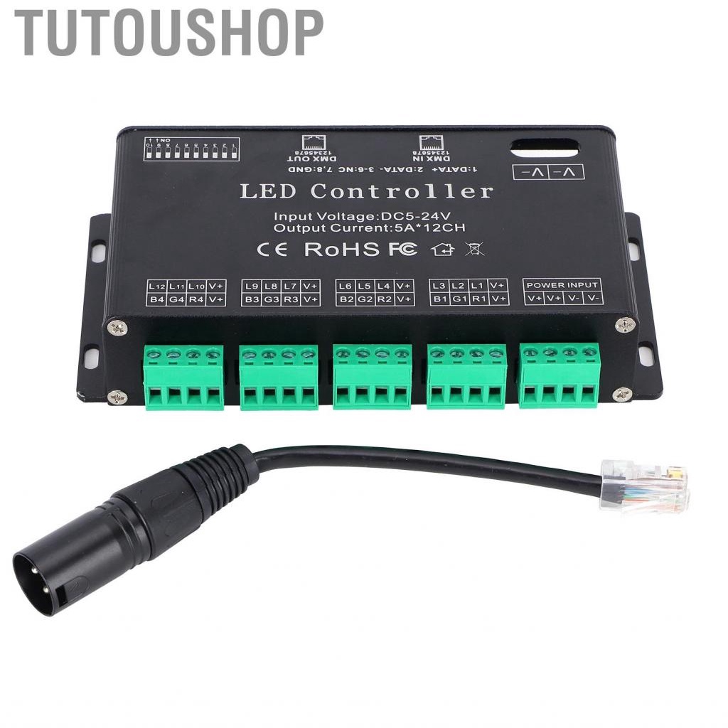Tutoushop 12 Channel DMX Constant Decoder RGB Light Strip Controller ...