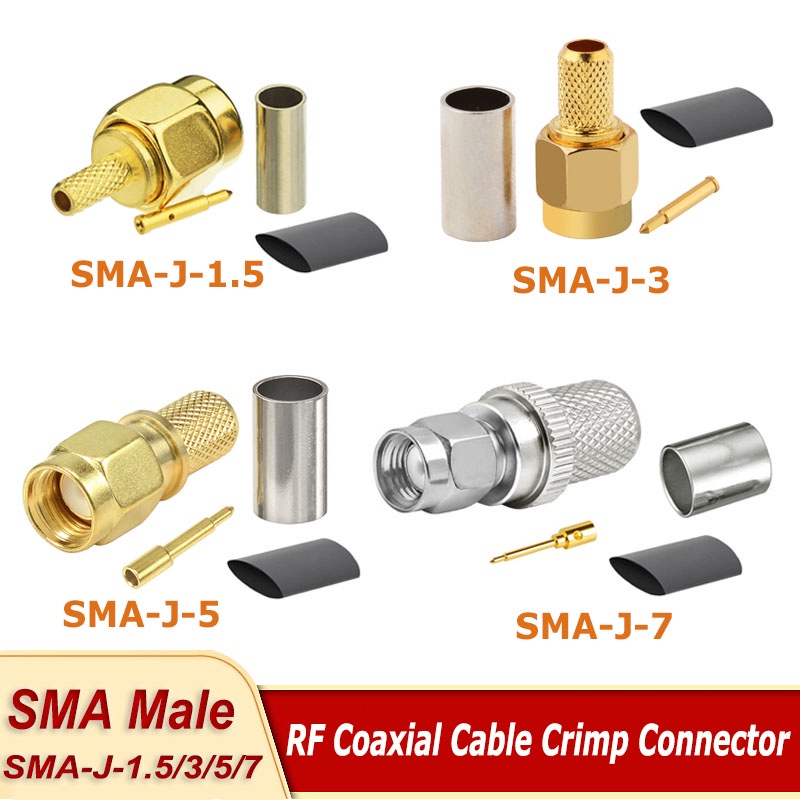 อะแดปเตอร์เชื่อมต่อโคแอกเชียล SMA-J-1.5 3 5 7 SMA ตัวผู้ RF สําหรับ 1.5D-FB RG173 RG316 LMR100 ...