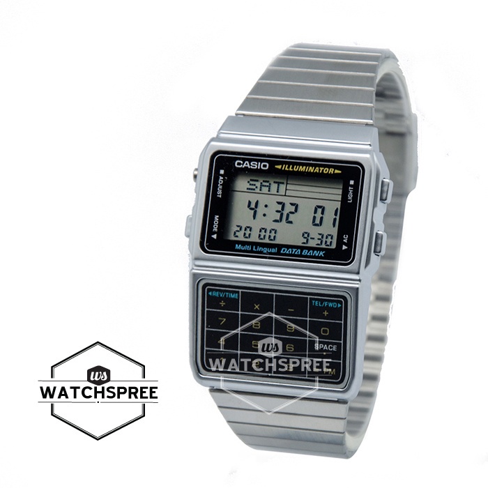 Casio Men's Multi-Lingual Data Bank Series Silver Stainless Steel Band Watch DBC611-1D DBC-611 ...