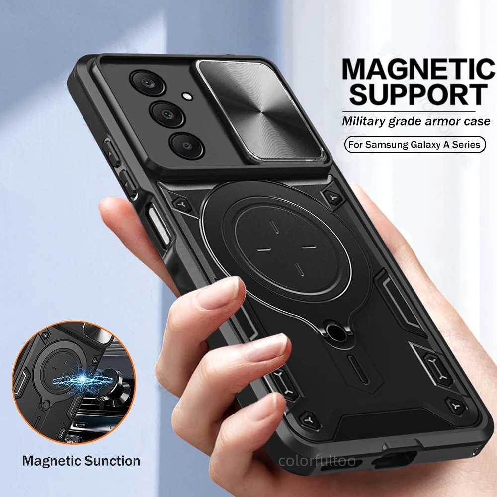 เคสโทรศัพท์มือถือแบบแข็ง กันกระแทก พร้อมแหวนแม่เหล็ก หรูหรา สําหรับ Samsung Galaxy A15 A25 A35 ...