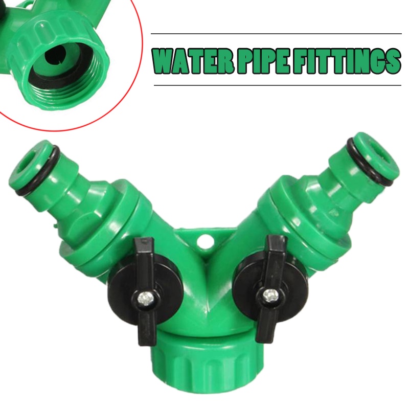 2 Way Screw Hose Pipe Splitter Connector Adaptor Valve Water Pipe ...