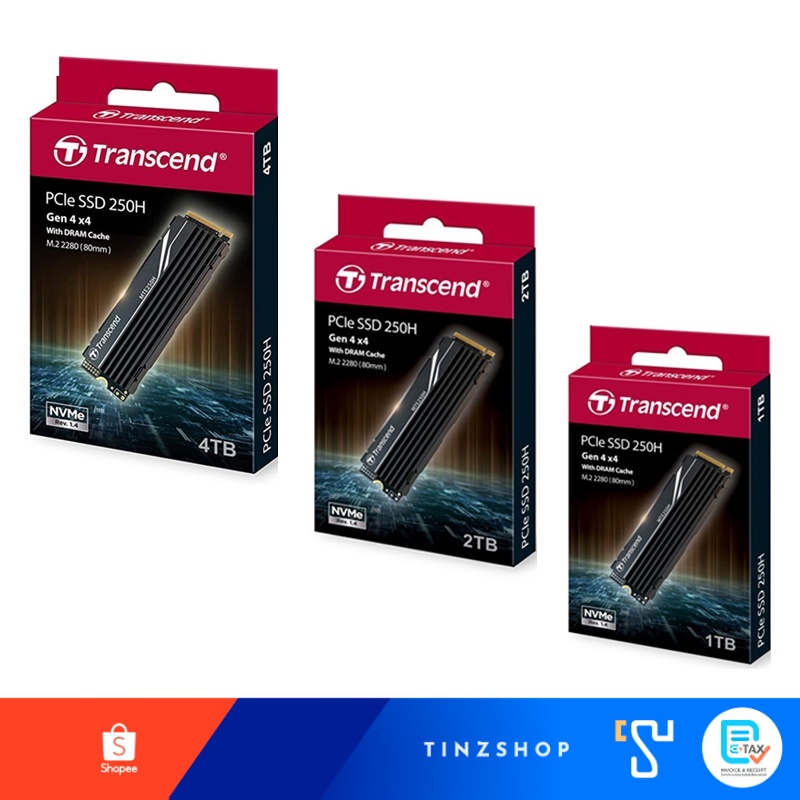 Transcend 4TB / 2TB / 1TB PCIe 250H Gen 4 X4 NVMe Rev 1.4 SSD for PS5/PC / อุปกรณ์เสริมสำหรับ ...