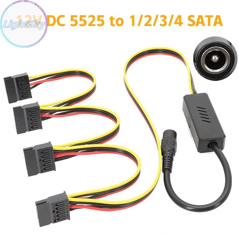 Lightsky DC 5525 ถึง SATA ฮาร์ดไดรฟ์สายไฟ DC 12V ถึง 4Pin Molex HDD สาย ...