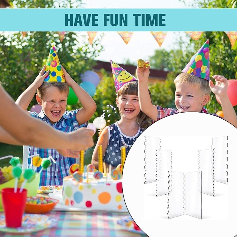 Louting 6 ชิ้นอะคริลิคใสมีดโกนเค้กชุดตกแต่ง Contour หวีเลื่อยฟันเค้ก ...