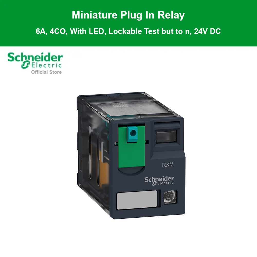 Schneider Electric miniature plug in relay,Harmony Electromechanical Relays,6A,4CO,with LED,24V ...