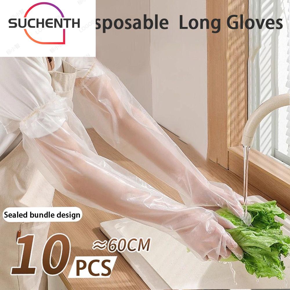 Suchenth ถุงมือพลาสติกใส แบบยาว หนา ทนทาน กันน้ํา แบบใช้แล้วทิ้ง ...