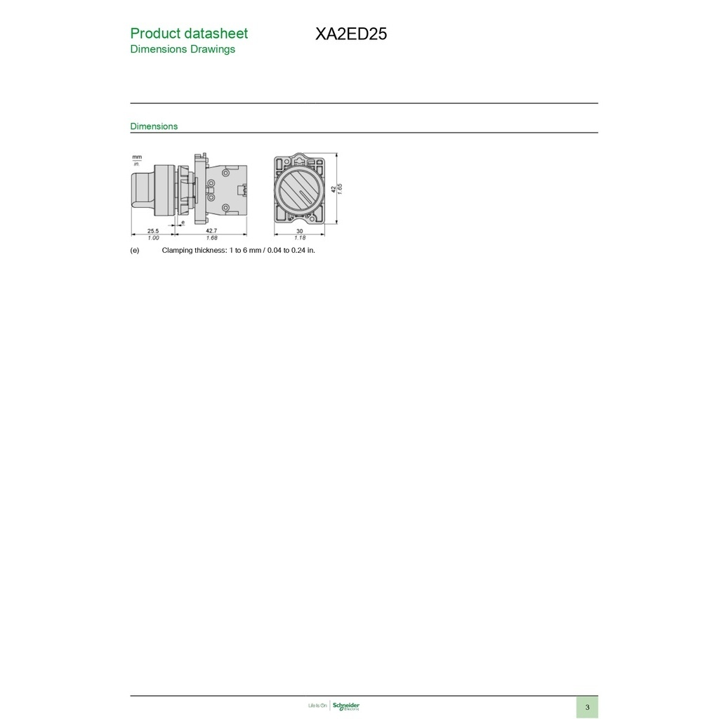 Schneider Electric - Selector switch, ขนาด 22 mm, 2 ตำแหน่ง, แบบค้าง ...