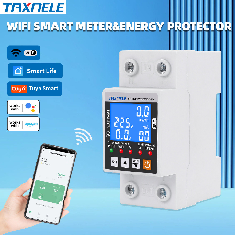 Tuya WiFi Smart Bidirectional Meter ตัวป้องกันแรงดันไฟฟ้า Timed Over ...